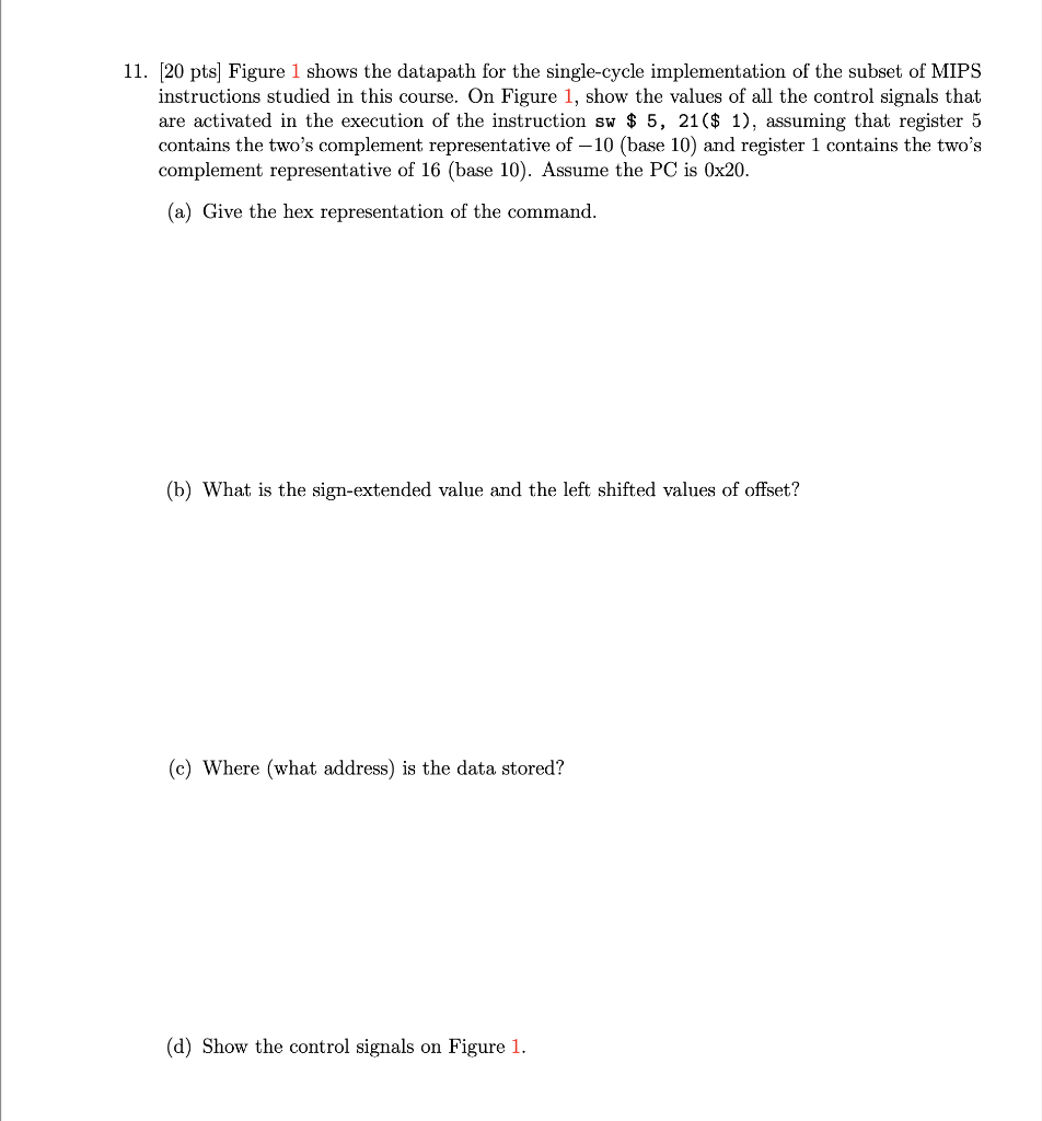Solved Figure 1: Single Cycle Computer. Single Cycle | Chegg.com