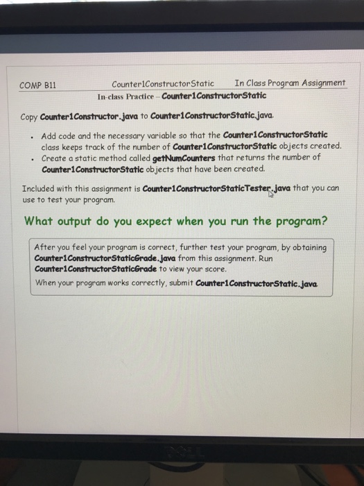 Solved Counter1ConstructorStatic In Class Program Assignment | Chegg.com