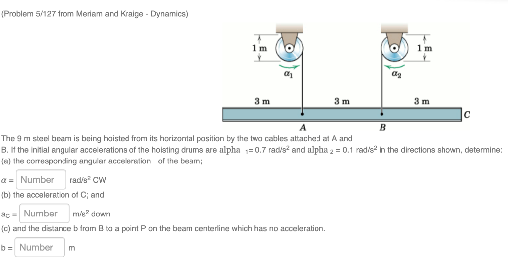 Solved (Problem 5/127 from Meriam and Kraige-Dynamics) 1 m | Chegg.com