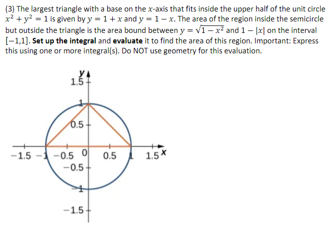 Solved (3) ﻿The largest triangle with a base on the x-axis | Chegg.com