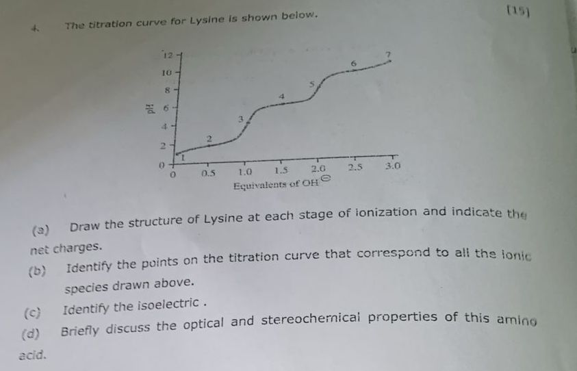 Solved (a) ﻿Draw the structure of Lysine at each stage of | Chegg.com