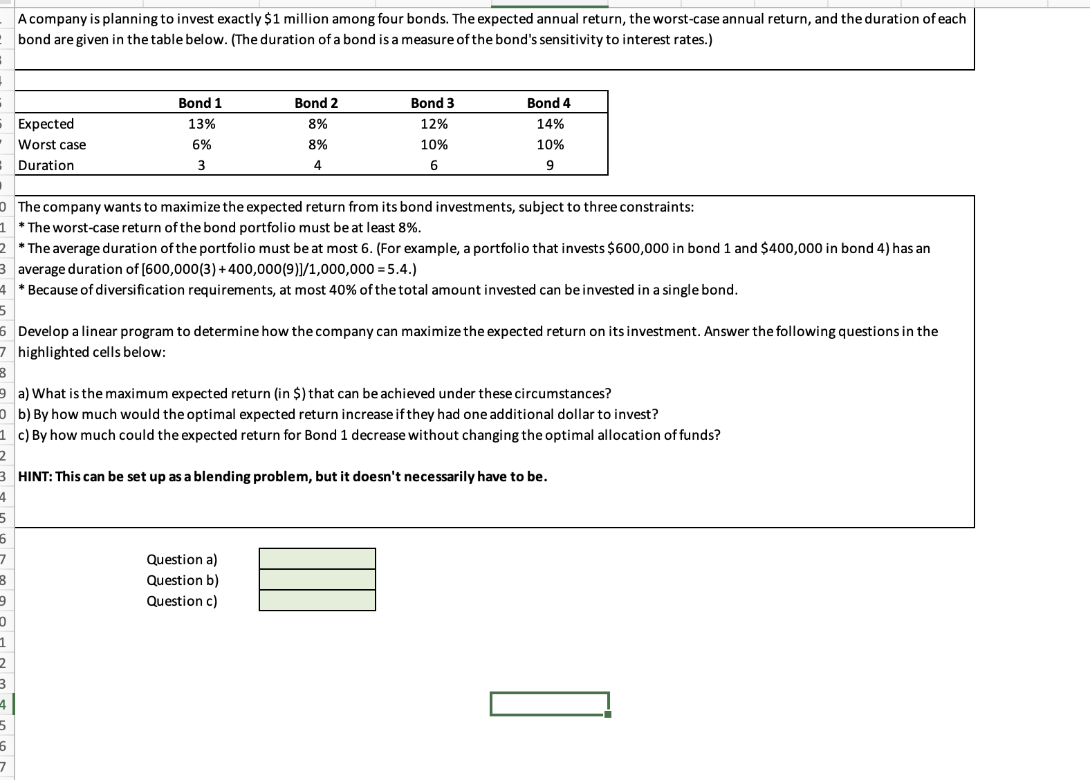 Solved This problem needs to be solved using Solver. | Chegg.com