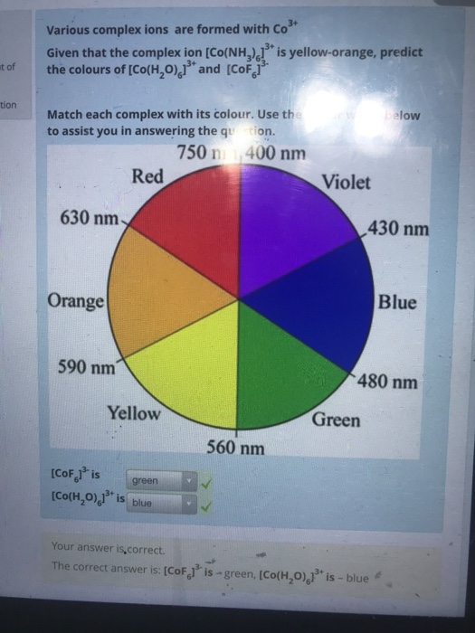 Solved Various complex ions are formed with Co Given that | Chegg.com