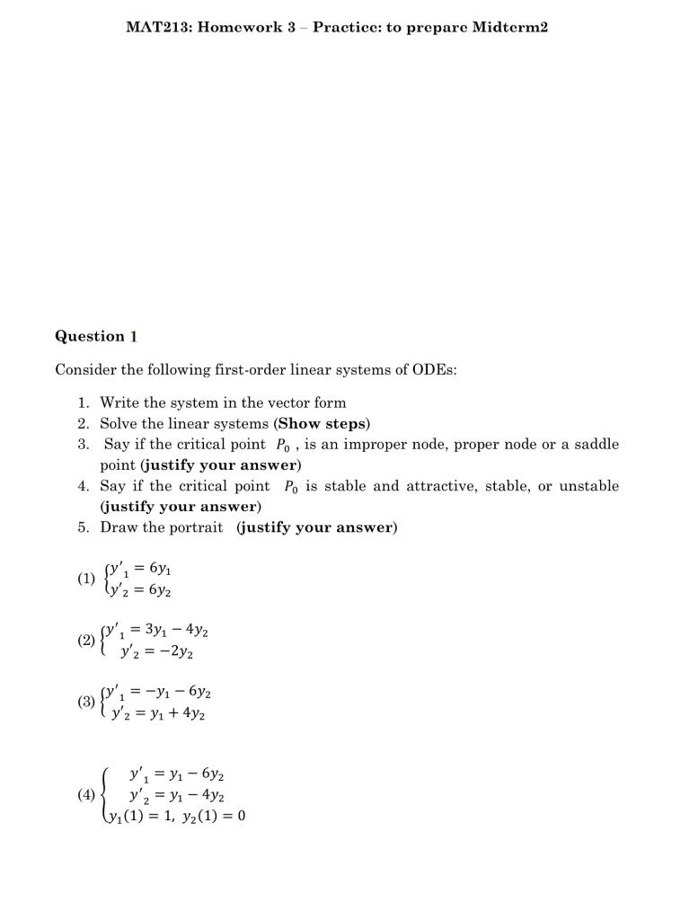 Solved MAT213: Homework 3 Practice: to prepare Midterm 2 | Chegg.com