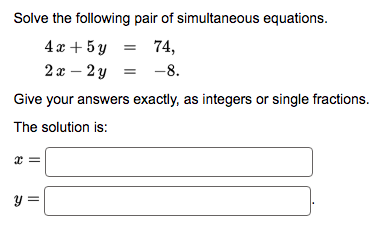 Solved Solve the following pair of simultaneous equations. | Chegg.com