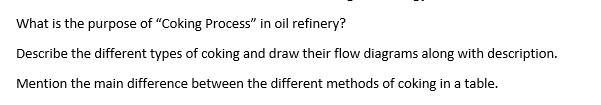 Solved What is the purpose of "Coking Process" in oil | Chegg.com