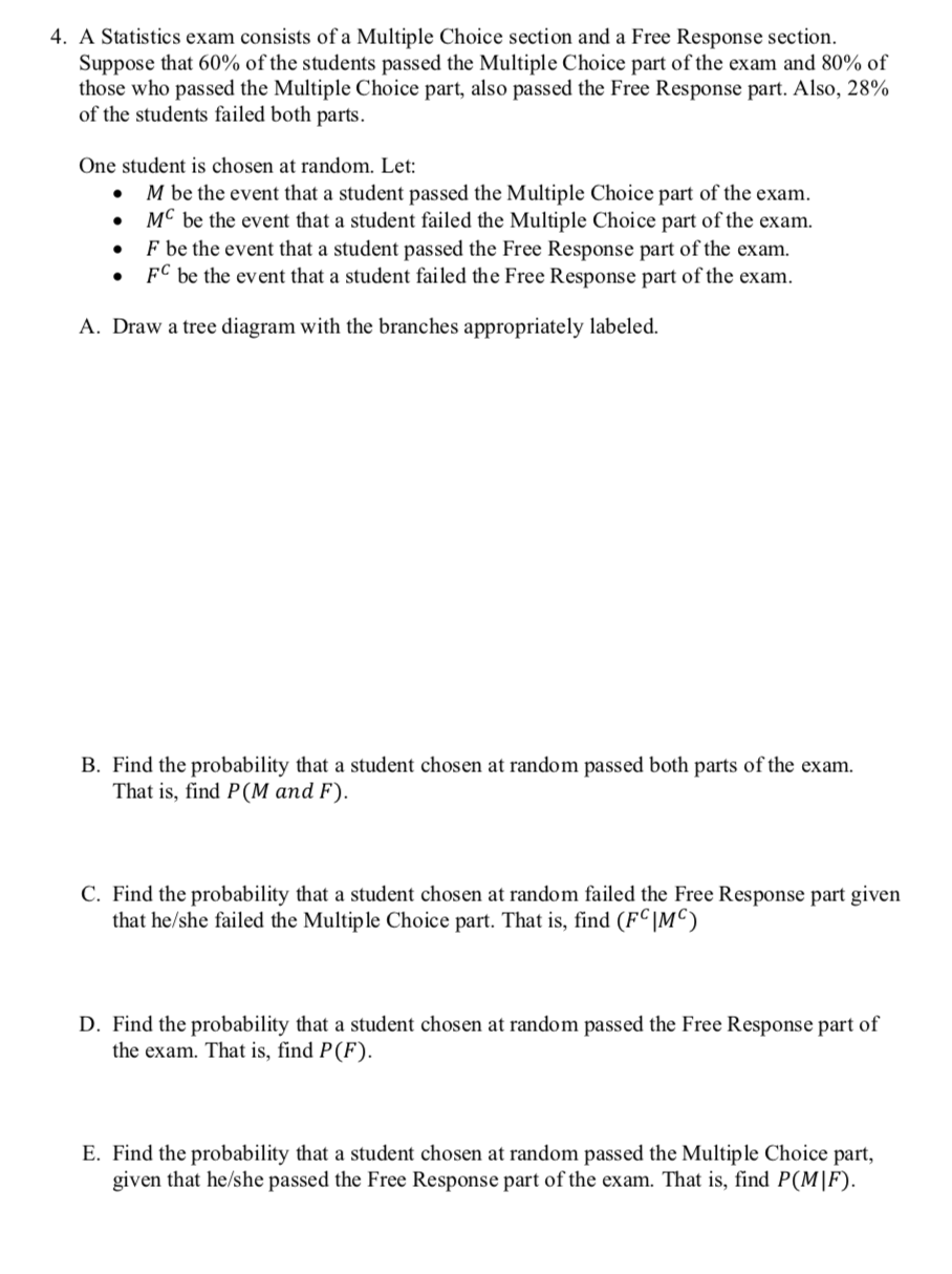 Solved 4. A Statistics exam consists of a Multiple Choice | Chegg.com
