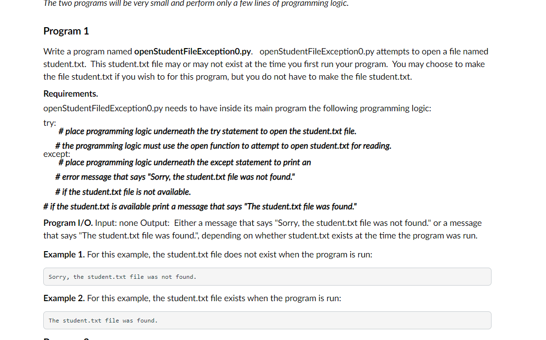 Solved The two programs will be very small and perform only | Chegg.com