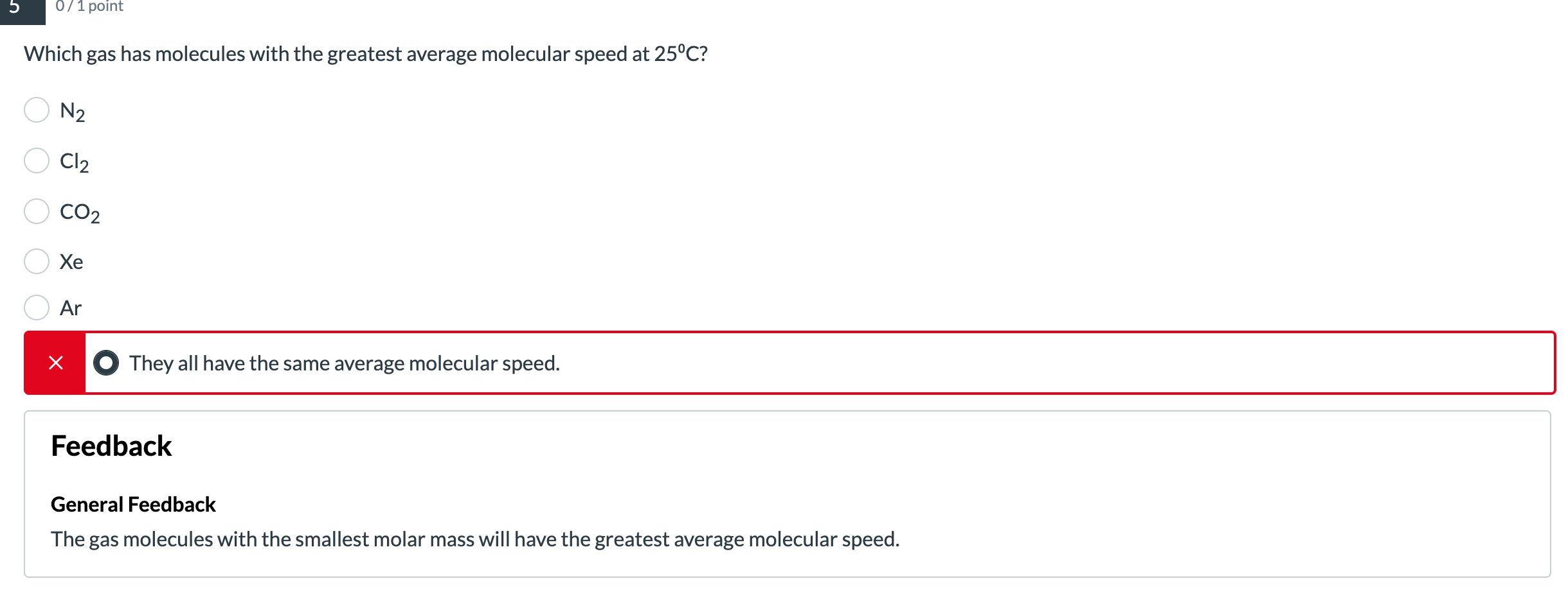 Solved Which gas has molecules with the greatest average | Chegg.com