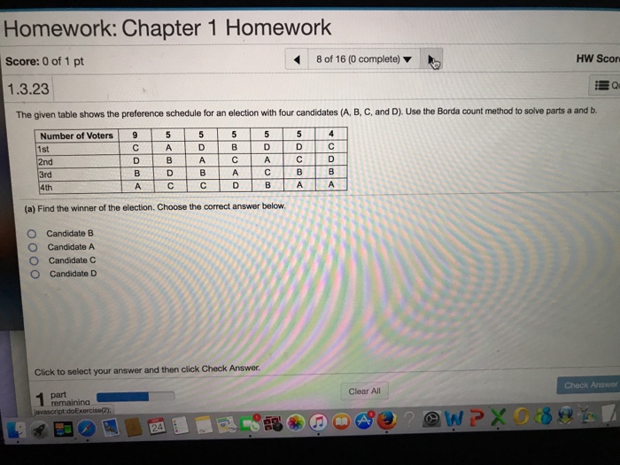 Solved The given table shows the preference schedule for an | Chegg.com