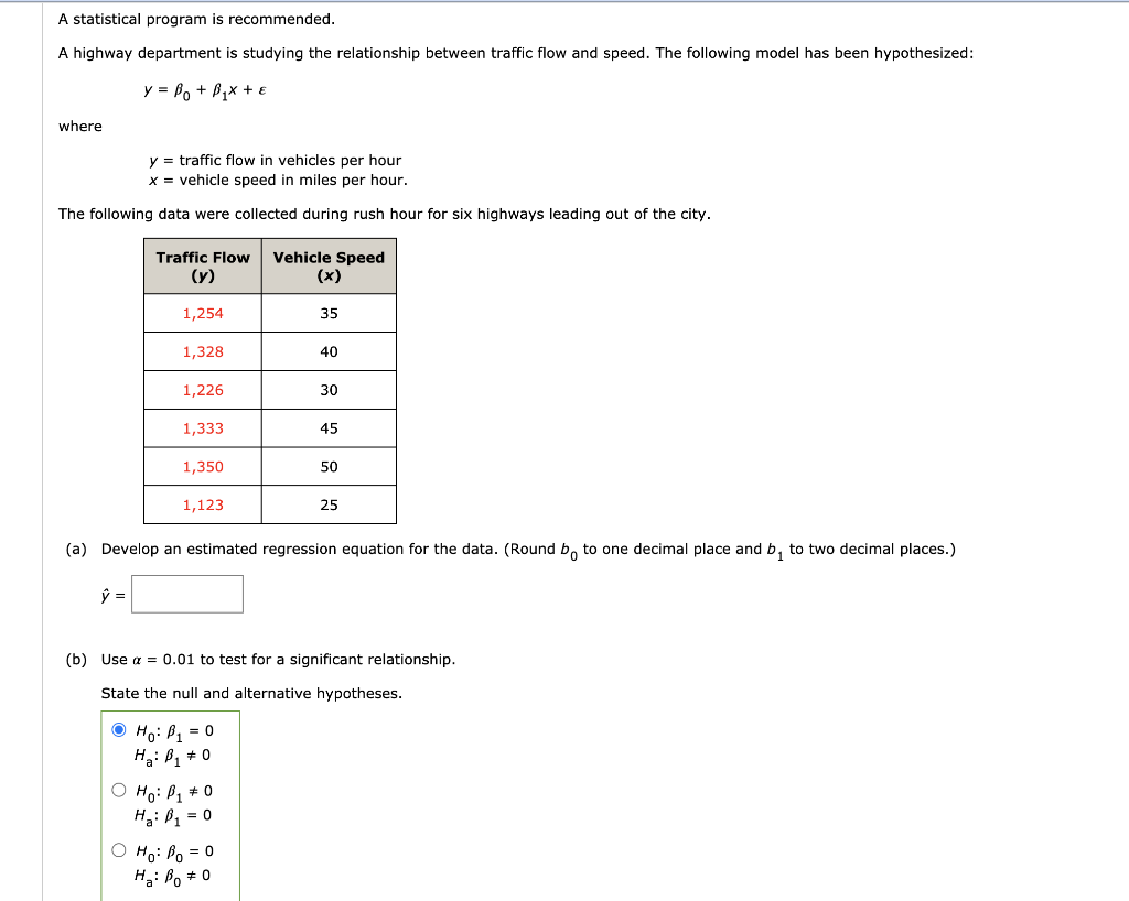 Solved A statistical program is recommended. A highway | Chegg.com