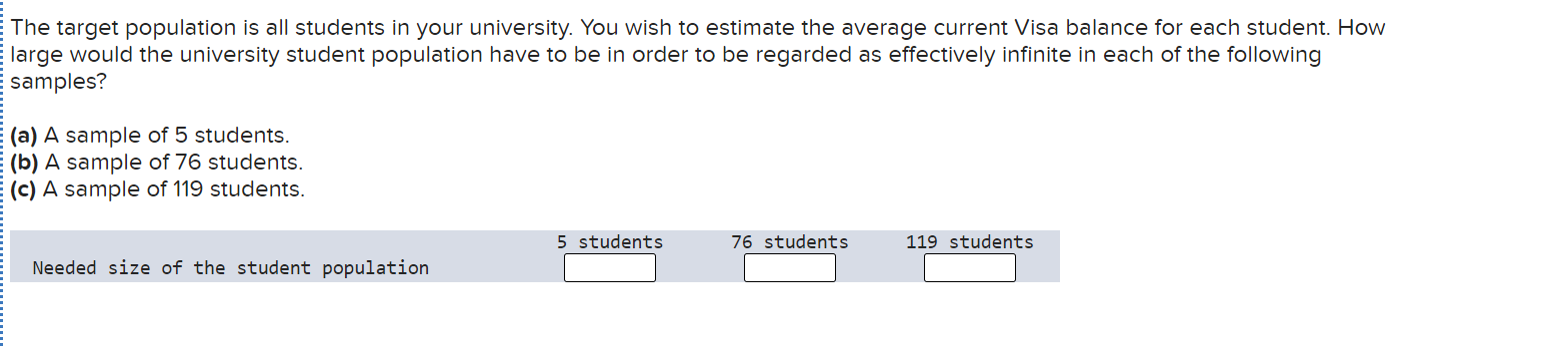 Solved The target population is all students in your | Chegg.com