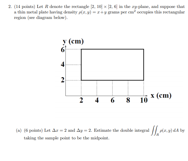 Solved 2. (14 points) Let R denote the rectangle [2, 10] x | Chegg.com