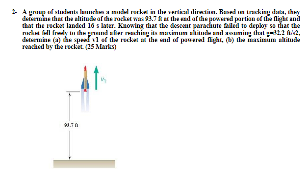 Solved 2- A group of students launches a model rocket in the | Chegg.com