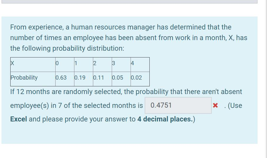 Solved From experience, a human resources manager has | Chegg.com