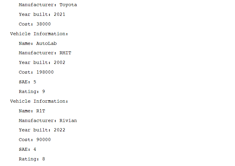 Solved Create two classes: Vehicle and Unmannedvehicle. The | Chegg.com