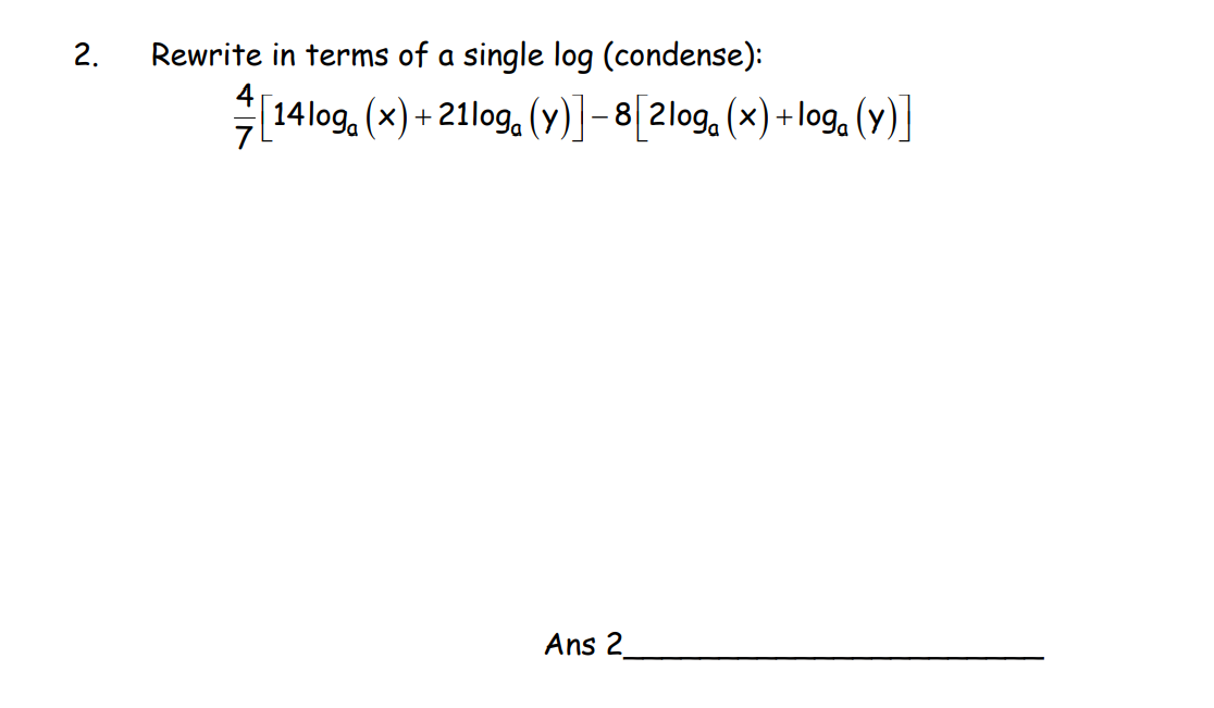 Solved /X54236 1. Rewrite in terms of simpler logs (expand): | Chegg.com