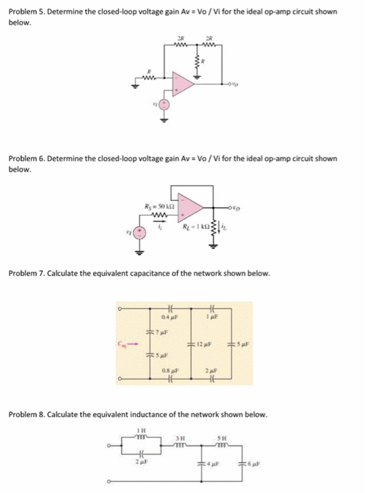 Solved Problem 5. Determine the closed-loop voltage gain Av | Chegg.com