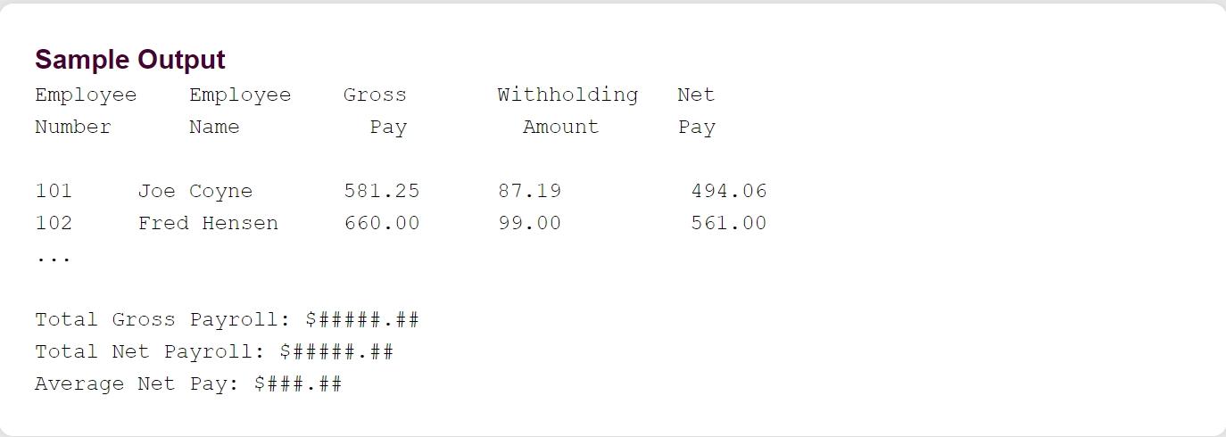 Solved Problem Statement Write a program that will process | Chegg.com