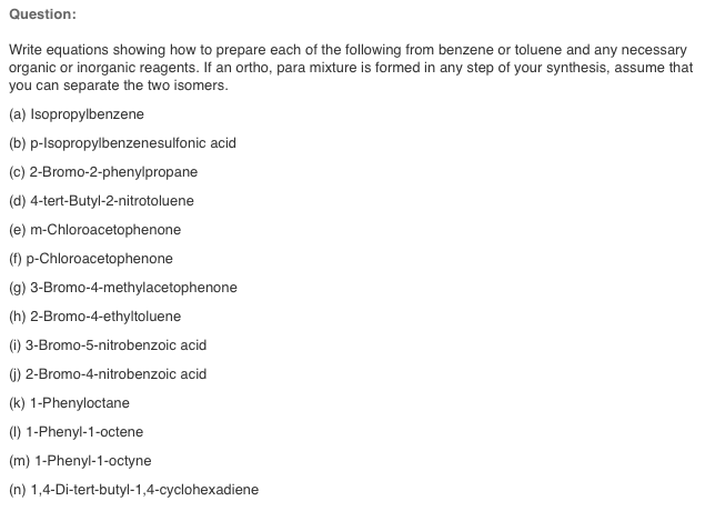 Solved Question: Write equations showing how to prepare each | Chegg.com