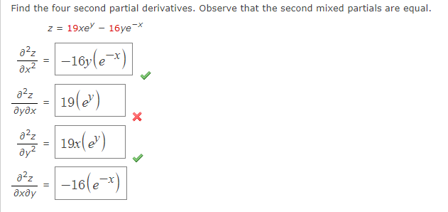Solved Find the four second partial derivatives. Observe | Chegg.com