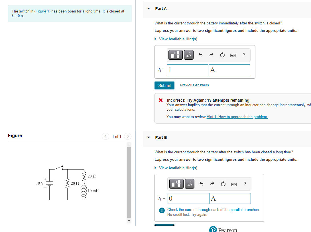 Solved The switch in (Figure 1) has been open for a long | Chegg.com