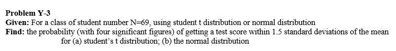 Solved Problem Y-3 Given: For a class of student number | Chegg.com