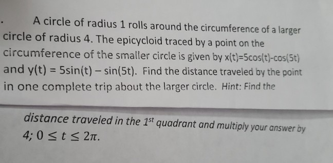 Solved . A circle of radius 1 rolls around the circumference | Chegg.com