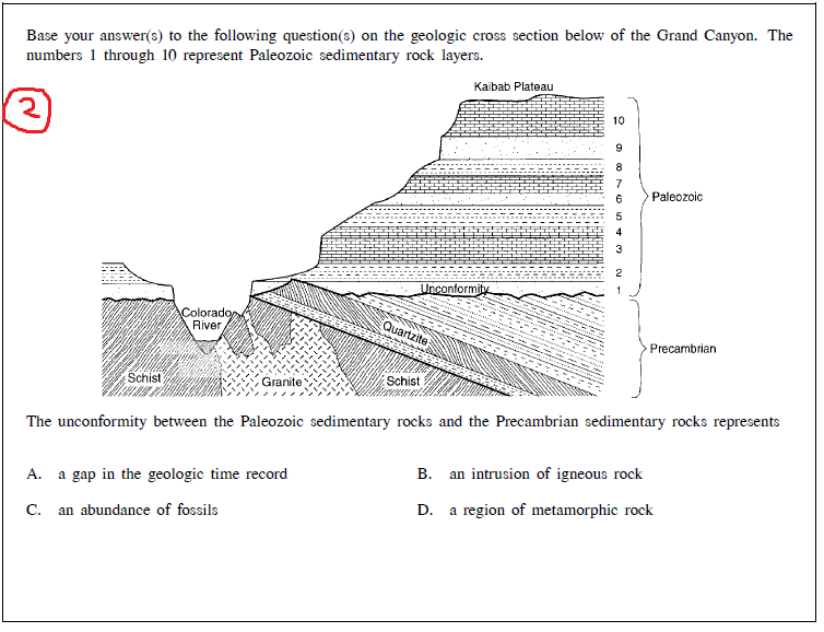 Solved A geologic cross section is shown below. 1 A B C D | Chegg.com