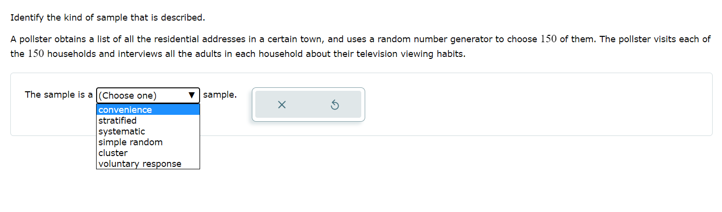 Solved Identify the kind of sample that is described. A | Chegg.com