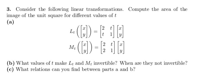 Solved 3. Consider the following linear transformations. | Chegg.com