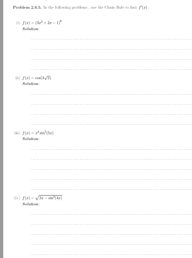 Solved Problem 2.6.5. In the following problems, use the | Chegg.com