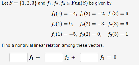 Solved = Let S = {1,2,3} and fi, f2, f3 € Fun(S) be given by | Chegg.com