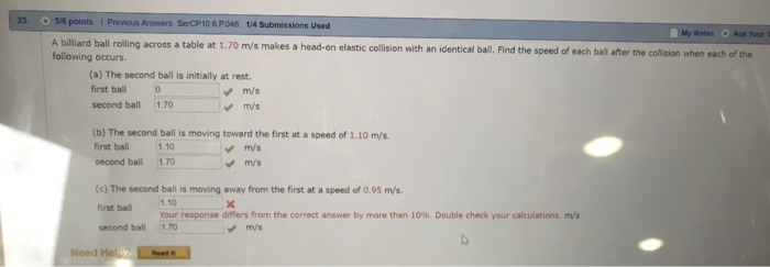 Solved A billiard ball rolling across a table at 1.50 m/s | Chegg.com