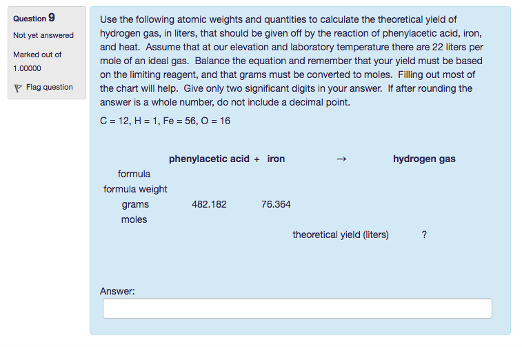 Solved Use the following atomic weights and quantities to | Chegg.com