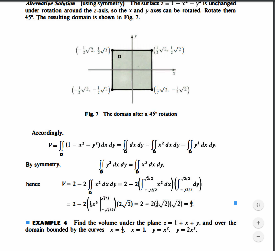 Solved find the volume under the surface z = 1 -x^2 +y^2, | Chegg.com