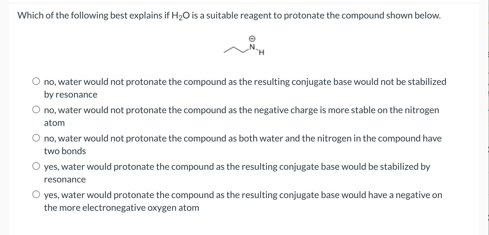 Solved Which of the following best explains if H2O is a | Chegg.com