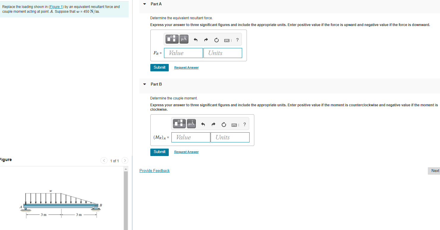 Solved Part A Replace the loading shown in (Figure 1) by an | Chegg.com