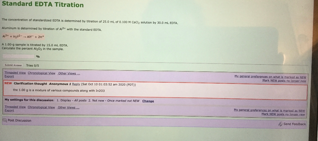 Solved Standard EDTA Titration The concentration of | Chegg.com