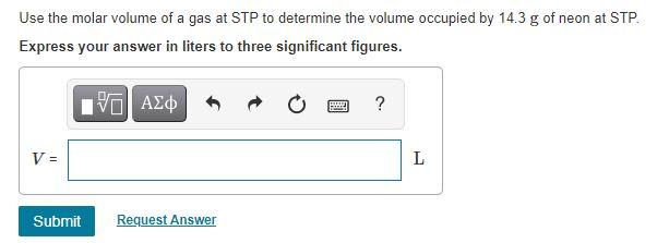 Solved Use the molar volume of a gas at STP to determine the | Chegg.com