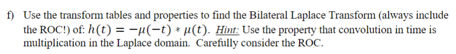 Solved f) Use the transform tables and properties to find | Chegg.com