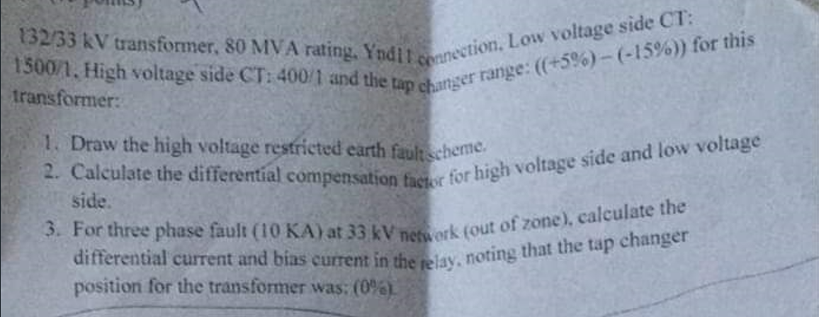 132/33 kV transformer, 80 MVA rating, Ynd11 | Chegg.com