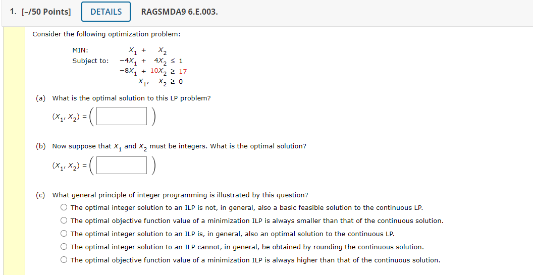 Solved 1. [-750 Points] DETAILS RAGSMDA9 6.E.003. Consider | Chegg.com