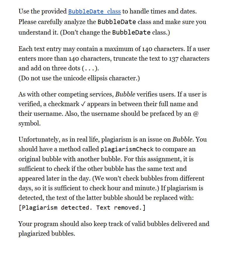 Solved public class Bubble {private String emoticon;private | Chegg.com