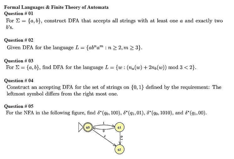 Solved Formal Languages & Finite Theory of Automata Question | Chegg.com