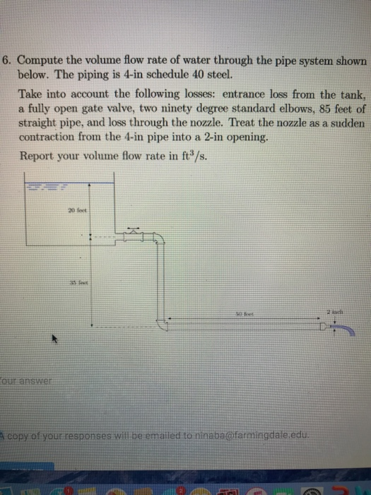 6. Compute the volume flow rate of water through the | Chegg.com
