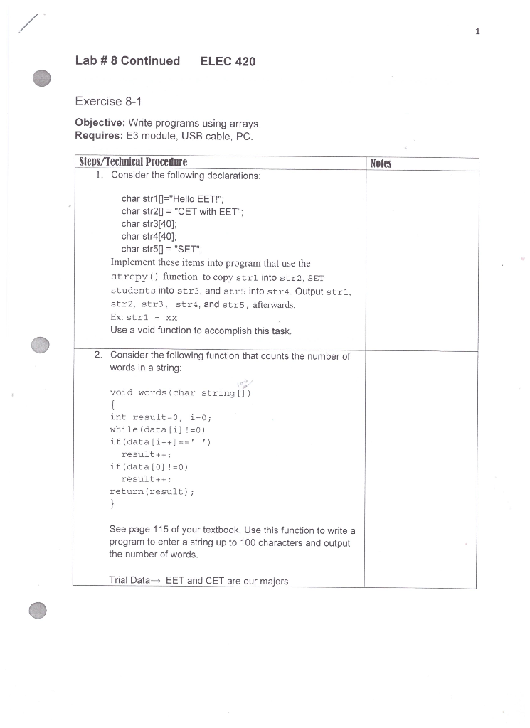 Solved Lab # 8 Continued ELEC 420 Exercise 8-1 Objective: | Chegg.com