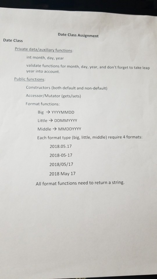 Solved Date Class Assignment Date Class Private 