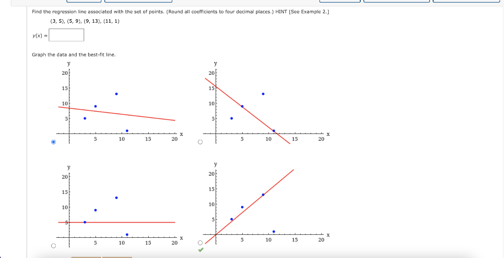 Solved Find the regression line associated with the set of | Chegg.com