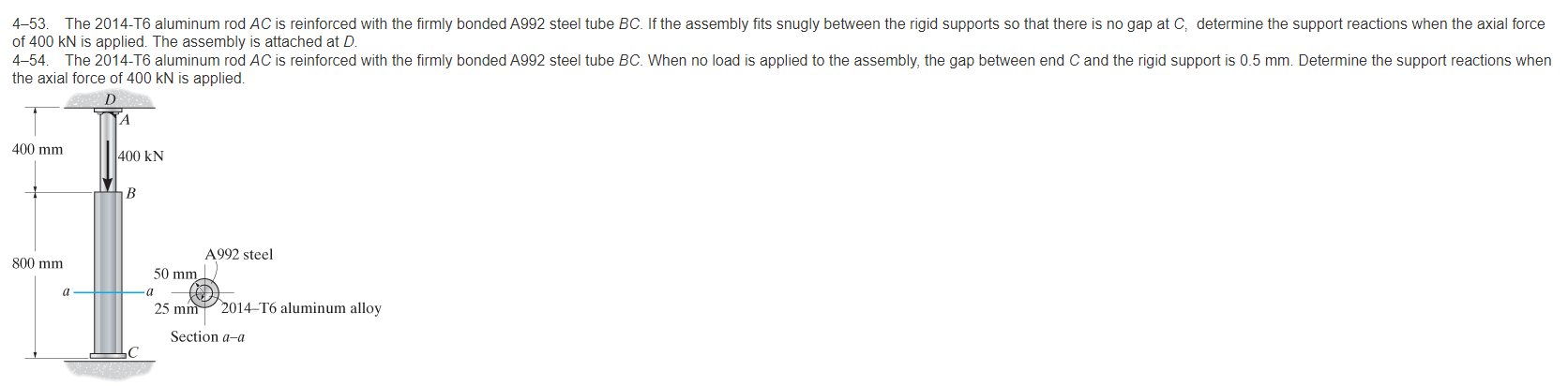 Solved of 400kN is applied. The assembly is attached at D. | Chegg.com